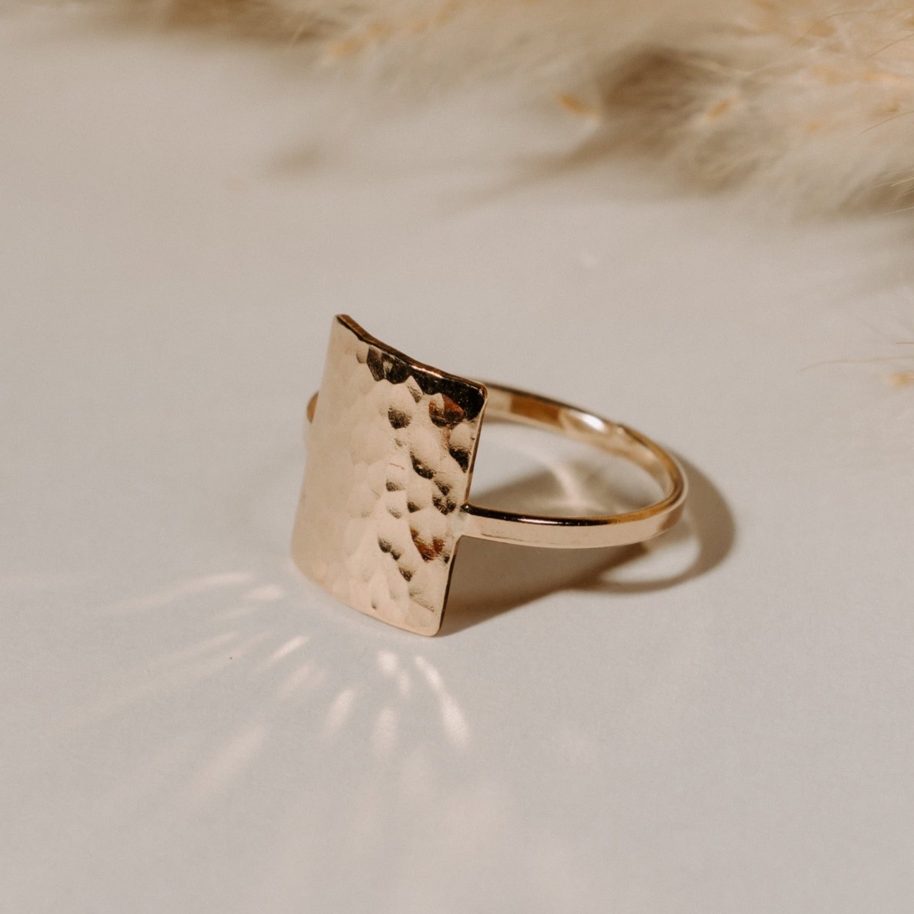 Hammered Rectangle Ring – Quad Espresso Jewelry